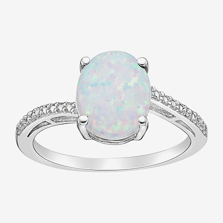 Click here for Womens Diamond Accent Lab Created White Opal Sterl... prices