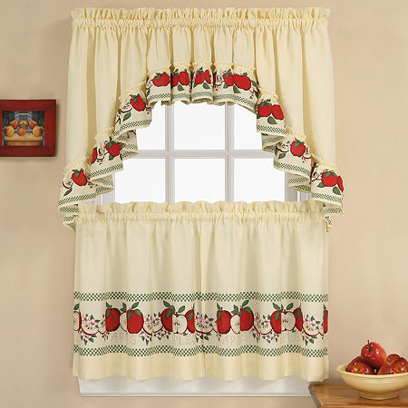 Click here for CHF Red Delicious 3-pc. Rod Pocket Kitchen Curtain... prices