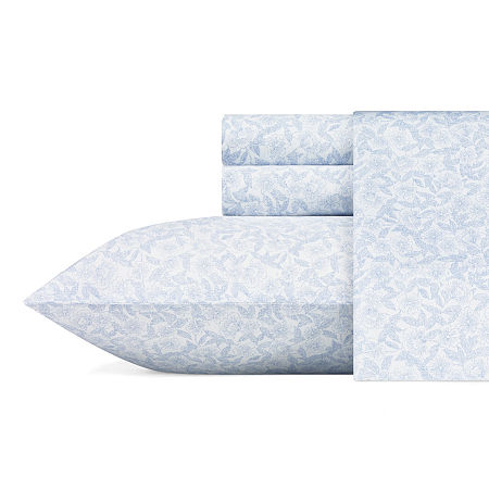 Closeout! Laura Ashley 300 Thread Count Cotton Sateen 4-Pc. Sheet Set  Full - Blossoming