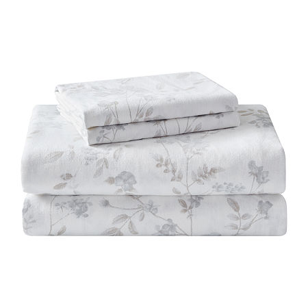 Laura Ashley Cotton Flannel 4-Piece Sheet Set  King - Fawna