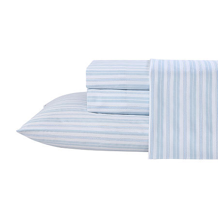 Closeout! Laura Ashley 300 Thread Count Cotton Sateen 4-Pc. Sheet Set  Queen - Skylark