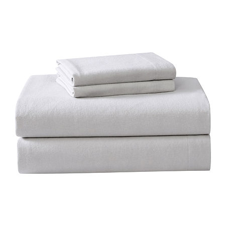 Laura Ashley Solid Cotton Flannel 4-Pc. Sheet Set  Queen - Cloud Gray