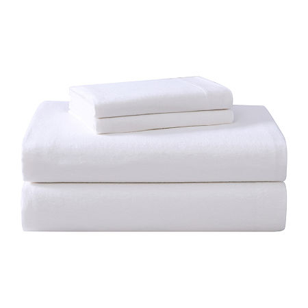 Laura Ashley Solid Cotton Flannel 4-Pc. Sheet Set  Queen - True White