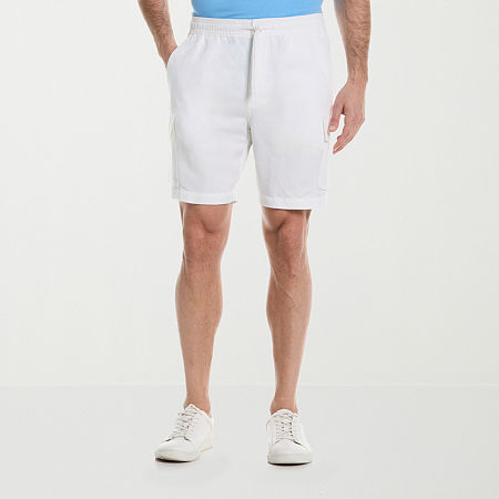 Cubavera Mens 8 Drawstring Linen Cargo Shorts - Brilliant White