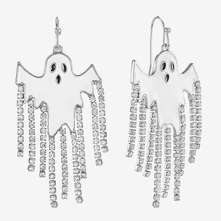 Click here for Bijoux Bar Silver Tone Ghost Womens Glass Drop Ear... prices