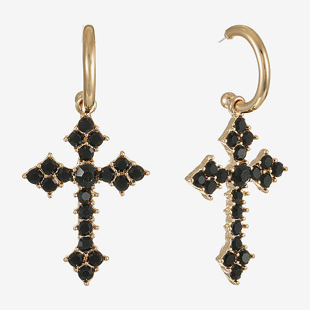 Click here for Bijoux Bar Gold Tone Womens Black Glass Cross Hypo... prices