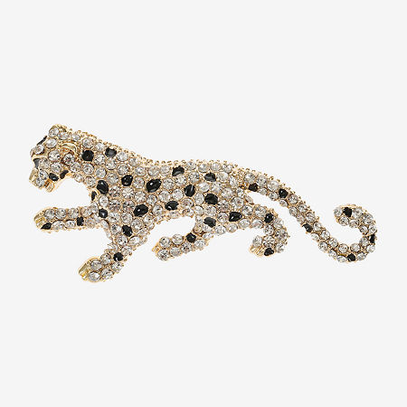 Click here for Bijoux Bar Gold Tone Cheetah Black Glass Brooch  O... prices