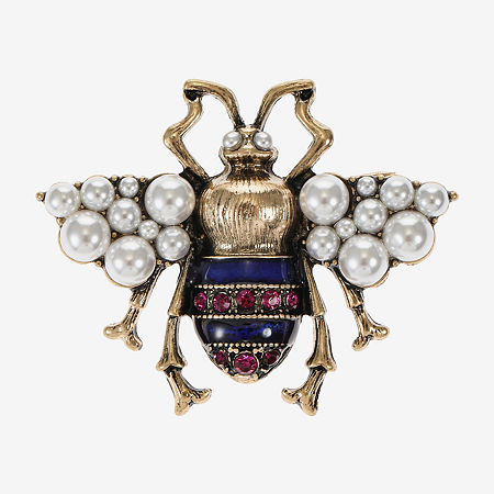 Click here for Bijoux Bar Gold Tone Bee Multi Color Glass Brooch... prices