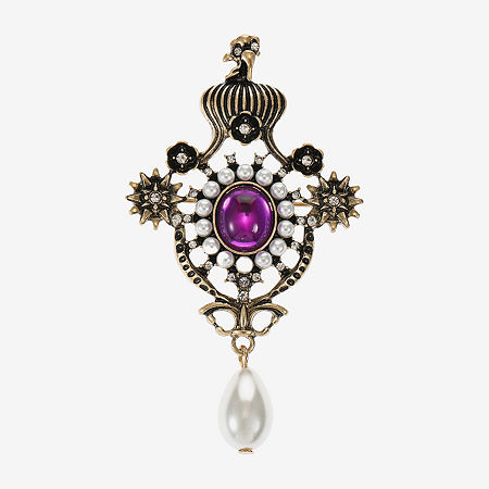 Click here for Bijoux Bar Gold Tone Purple Glass Brooch  One Size... prices