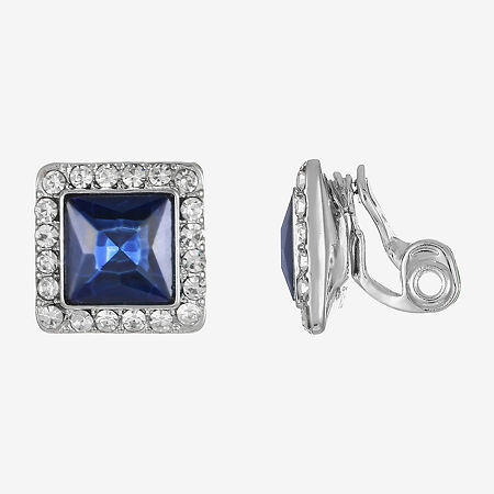 Click here for Monet Jewelry Halo Womens Blue Glass Square Clip O... prices