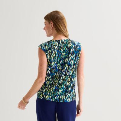 Black Label by Evan-Picone Womens Keyhole Neck Sleeveless Blouse, Color ...