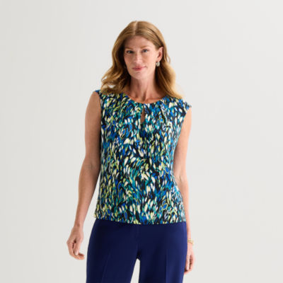 Black Label by Evan-Picone Womens Keyhole Neck Sleeveless Blouse, Color ...
