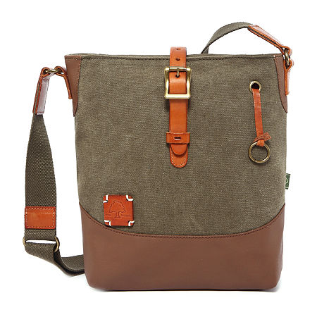 Tsd Brand Redwood Canvas Crossbody Bag - Olive