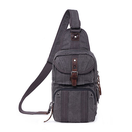 Click here for Tsd Brand Sunset Cove Canvas Sling Bag - Gray prices