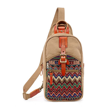 Tsd Brand Four Season Canvas Sling Bag - Khaki