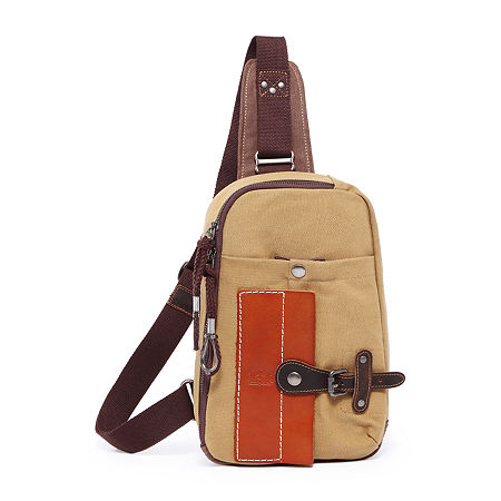 Tsd Brand Hidden Woods Canvas Sling Bag - Khaki