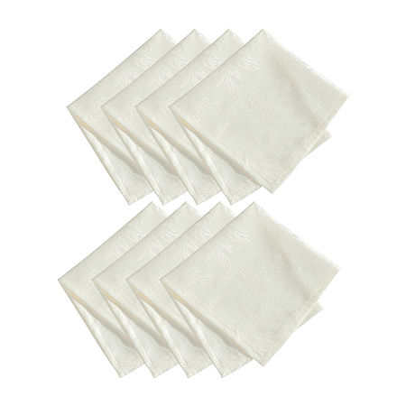 Elrene Elegant Woven Leaves Jacquard Damask Napkin  Set of 8 - Ivory
