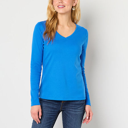 Click here for St. Johns Bay Womens V Neck Long Sleeve T-Shirt  M... prices