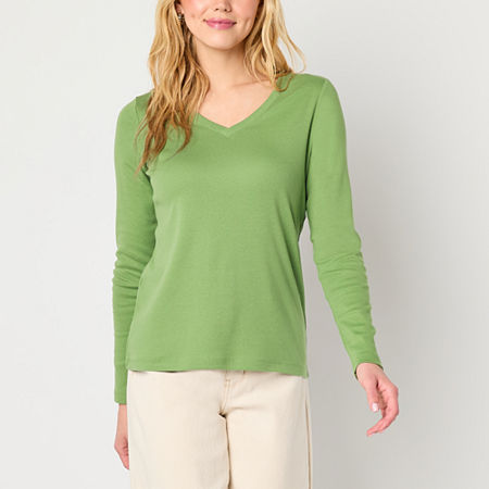 Click here for St. Johns Bay Womens V Neck Long Sleeve T-Shirt  X... prices