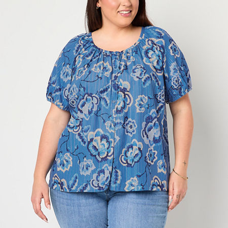 Click here for St. Johns Bay Womens Plus Round Neck Short Sleeve... prices