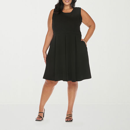 Click here for White Mark Plus Size Fit and Flare Dress - Black prices