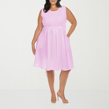 Click here for White Mark Plus Size Fit and Flare Dress - Lilac prices