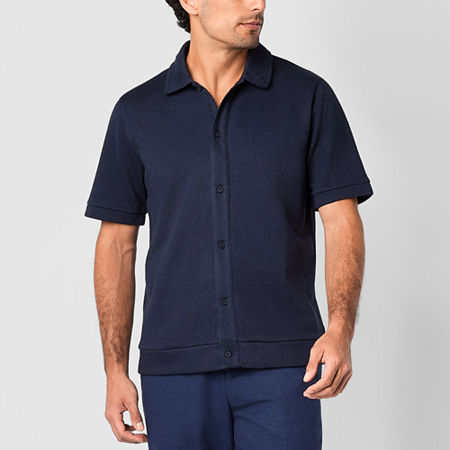 Click here for Stafford Button-Front Knit Mens Short Sleeve Regul... prices