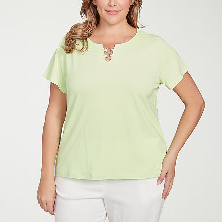 Click here for Hearts Of Palm Womens Keyhole Neck Short Sleeve Pl... prices