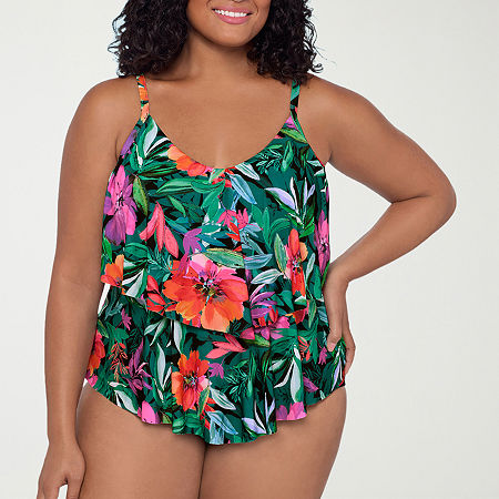 Click here for Plus Size TrimShaper Lush Paradise Tankini Swim To... prices