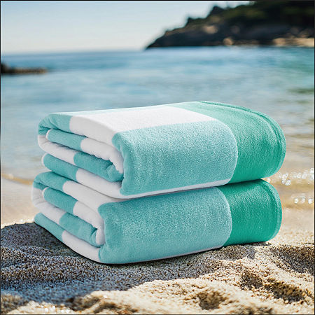 Click here for Oceanfront Resort Cabana Stripe Jacquard 2-pc. Bea... prices