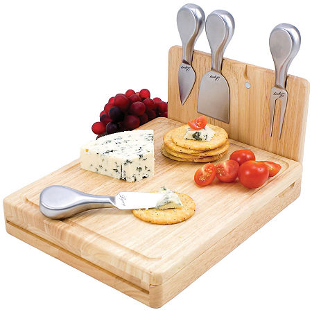 Toscana by Picnic Time Asiago Rubberwood Cheese Board & Tools Set - Brown