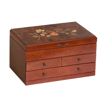 Click here for Mele and Co Fairhaven Floral Inlay Walnut-Finish J... prices