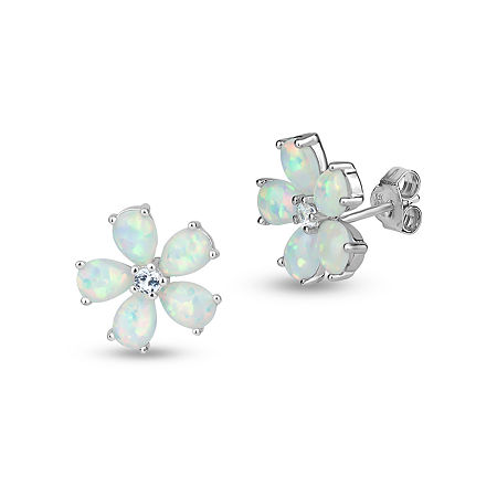 Click here for Lab Created White Opal Sterling Silver 9mm Stud Ea... prices