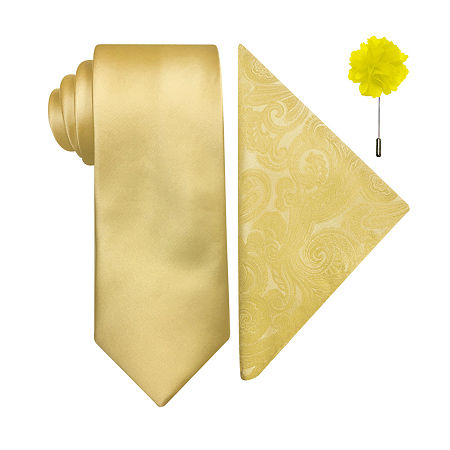 Click here for J. Ferrar Solid Tie Set  One Size  Yellow prices