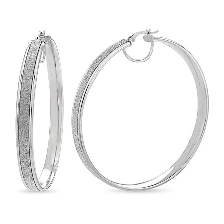Click here for Sterling Silver 62X7MM Glitter Hoop Earrings  One... prices