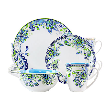 Click here for Elama Blue Fiesta 16-pc. Porcelain Dinnerware Set... prices