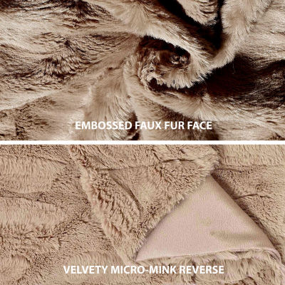 Swift Home Reversible Embossed Faux Fur and Micro-Mink Plush Throw Blanket