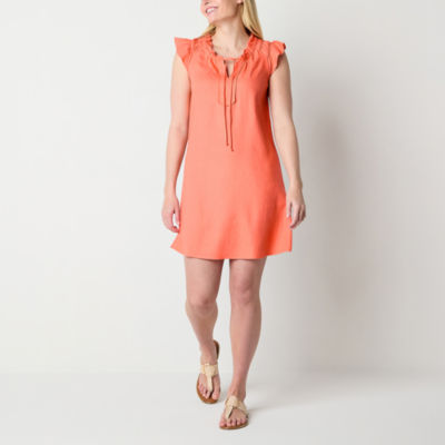 Isabel & Nina Womens Short Sleeve Shift Dress, Color: Coral - JCPenney