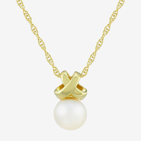 Click here for Womens White Cultured Freshwater Pearl 14K Gold Ov... prices