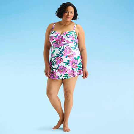 Click here for Liz Claiborne Womens Tropical Floral Plus Swim Dre... prices
