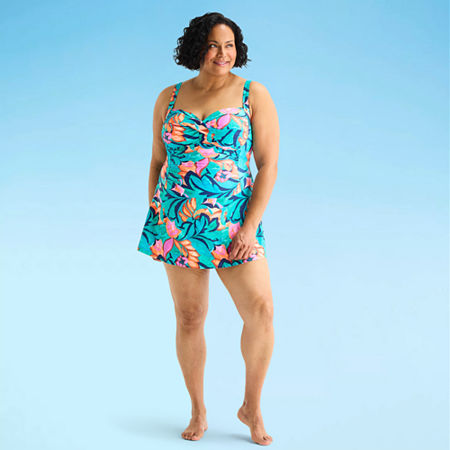 Click here for Liz Claiborne Womens Tropical Floral Plus Swim Dre... prices