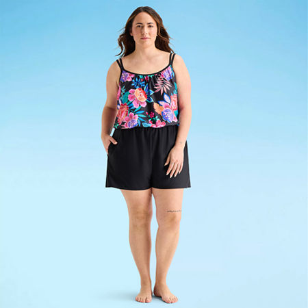 Click here for Sonnet Shores Womens Floral Plus Swim Romper  18w... prices