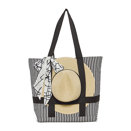 Click here for London Fog Canvas Straw Tote Bag  One Size  Black prices