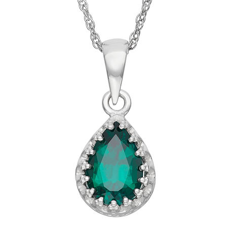 Click here for Lab-Created Emerald Sterling Silver Pendant  One S... prices
