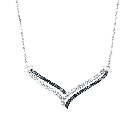 Click here for Womens Black Diamond Sterling Silver 18 Inch Chevr... prices