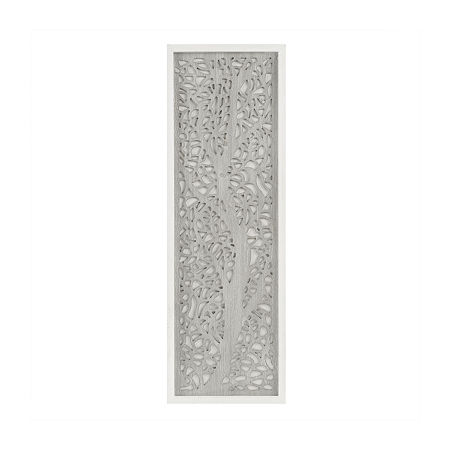 Madison Park Laurel Branches Carved Wood Panel Wall Decor - Gray  White