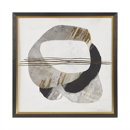 Madison Park Auric Beam Abstract Foil Framed Embellished Canvas - Black