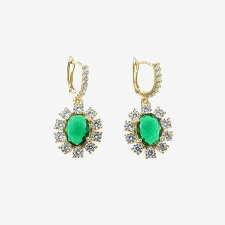 Click here for Vieste Rosa Halo Womens Green Crystal Oval Drop Ea... prices