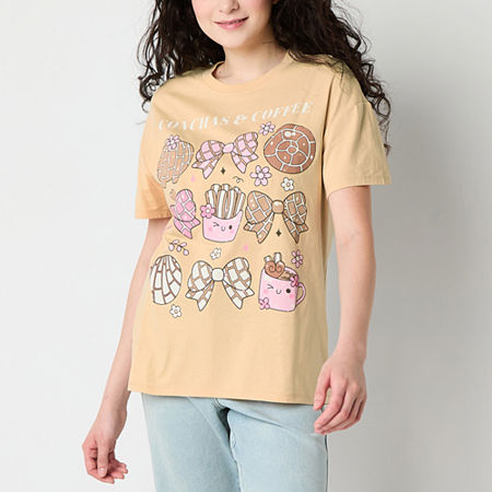 Click here for Conchas Y Cafe Boyfriend Womens Juniors Crew Neck... prices