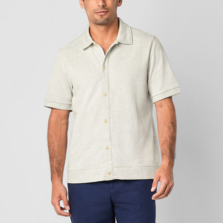 Click here for Stafford Button-Front Knit Mens Short Sleeve Regul... prices